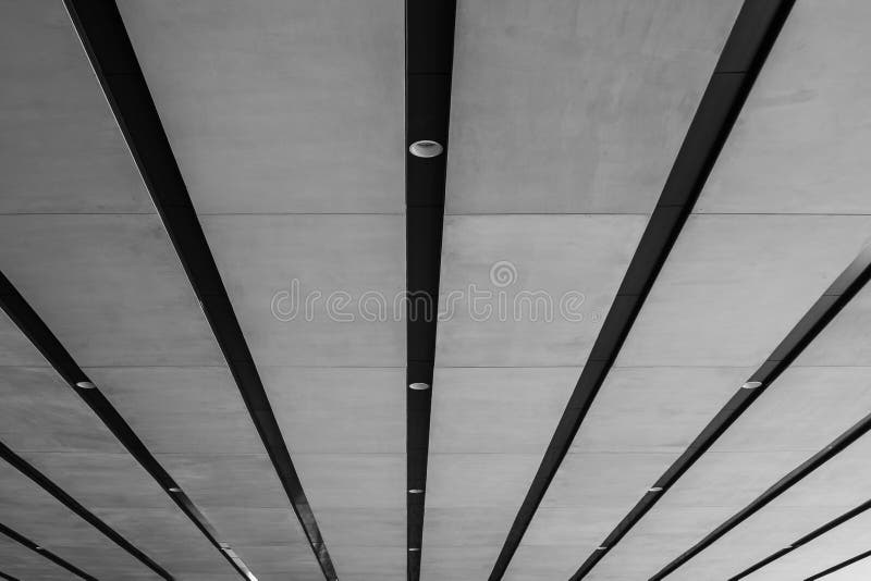 Abstract Black and White Image Line of Architecture Ceiling at ...