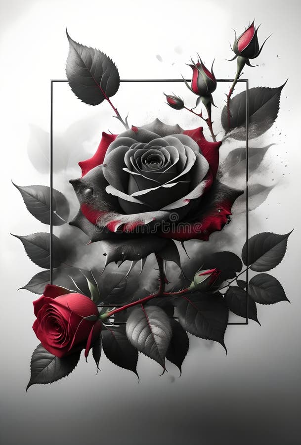 Abstract Black and White Image of Red Rose Stock Photo - Image of white ...