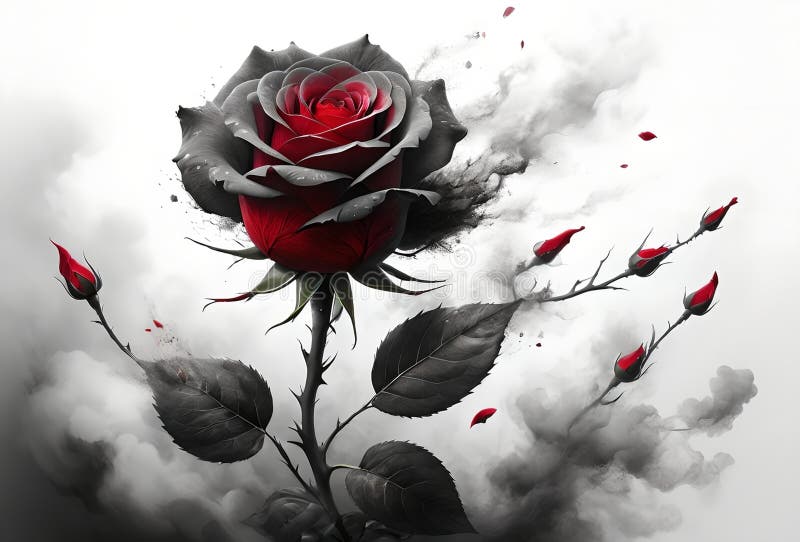 Abstract Black and White Image of Red Rose Stock Photo - Image of rose ...
