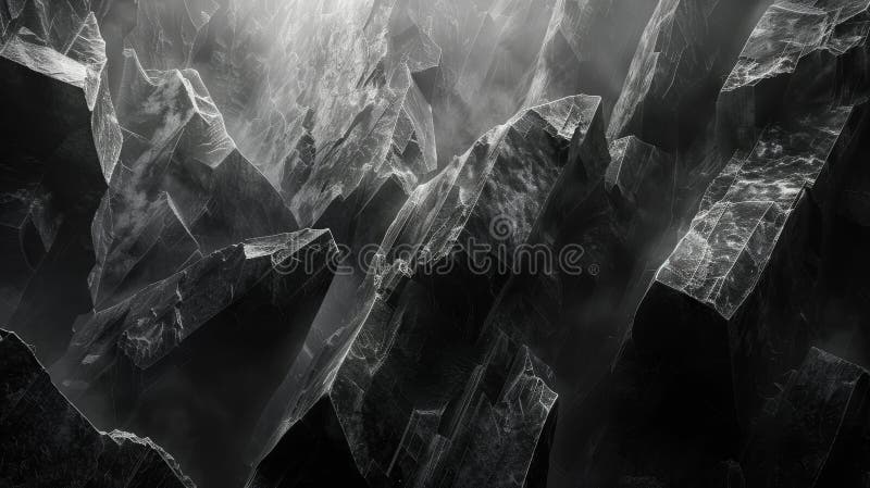 Abstract Black and White Image of Sharp, Jagged Shapes Resembling a ...