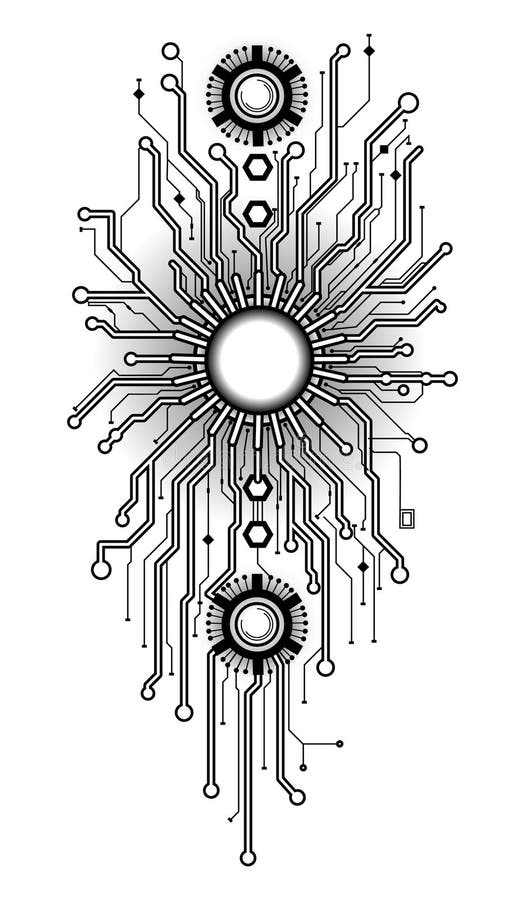 An Abstract Black and White Image in the Style of a Circuit Board ...