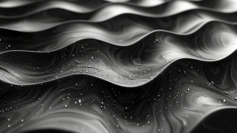 Abstract Black and White Image of Wavy Textured Surface with Water ...