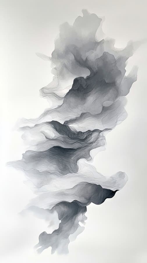 Abstract Black and White Ink Flow Art with Fluid Shapes and Soft ...