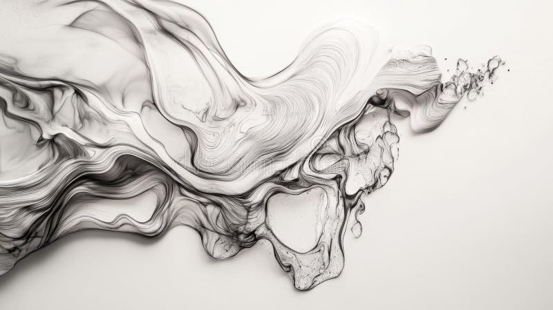 Abstract Black and White Ink Fluid Flow Art Stock Illustration ...