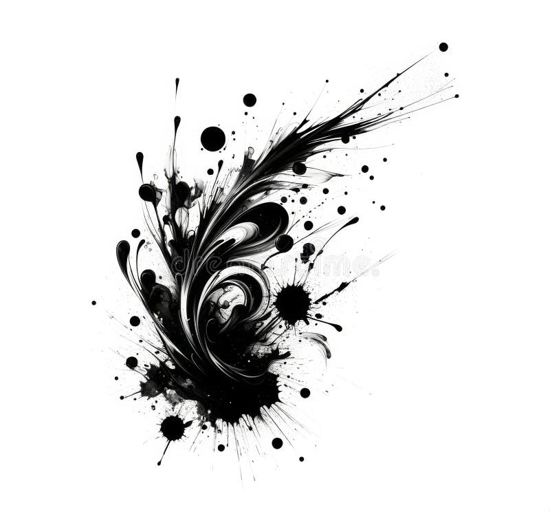 Abstract Black and White Ink Splash Artwork Stock Illustration ...