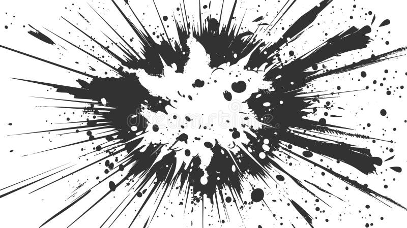 Abstract Black and White Ink Splash with Dynamic Burst Pattern. Stock ...
