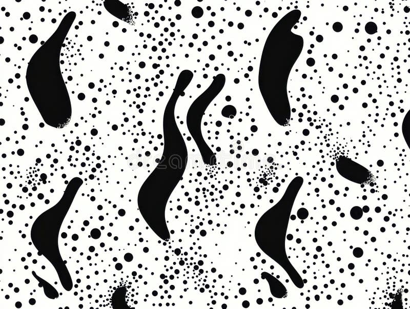 Abstract Black and White Ink Splotches and Dots Pattern Stock ...