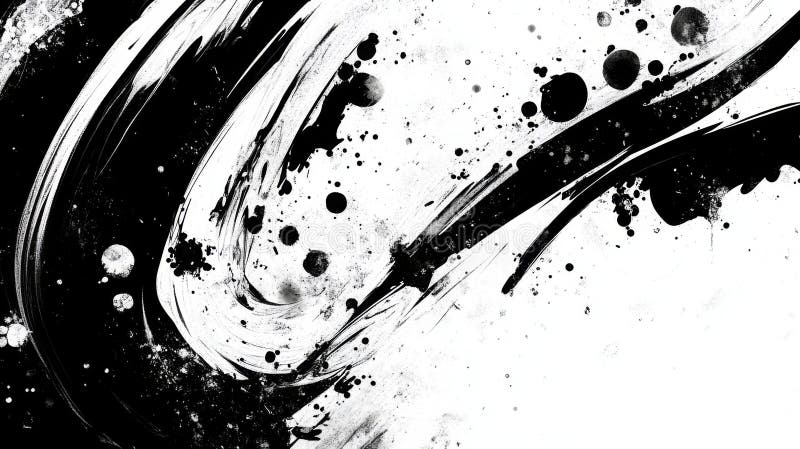 Abstract Black and White Ink Swirl Painting Stock Illustration ...