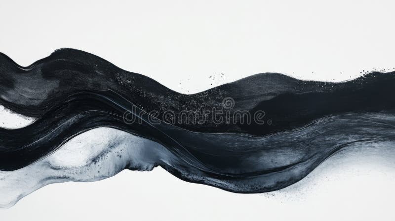 Abstract Black and White Ink Wave Painting Stock Illustration ...