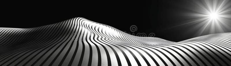 Abstract Black and White Landscape with Sun Rays Stock Illustration ...