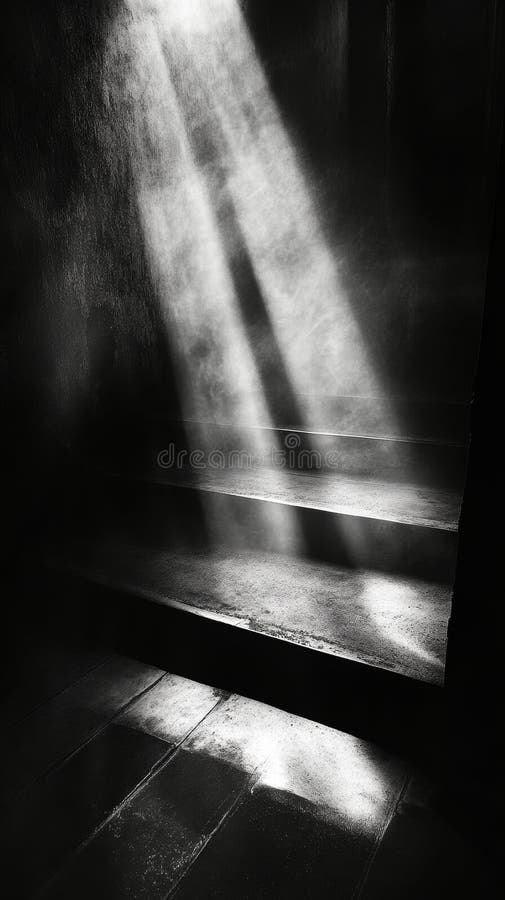 Abstract Black and White Light Rays on Staircase Stock Photo - Image of ...