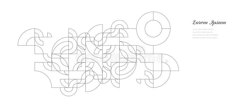 Abstract Black White Line. Geometric Circle Background. Retro Styled ...