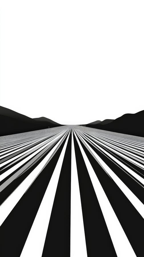 Abstract Black and White Lines Converging into the Distance Stock ...
