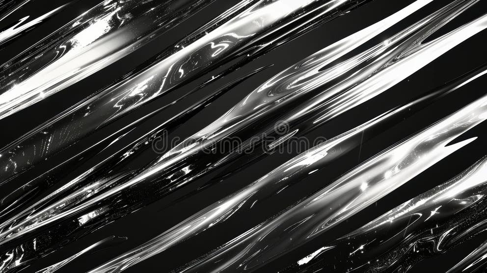 Abstract Black and White Lines with Shiny Metallic Effects Stock Illustration - Illustration of ...
