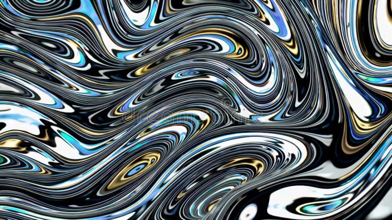 Abstract Black and White Liquid Marble Texture with Metallic Swirls ...