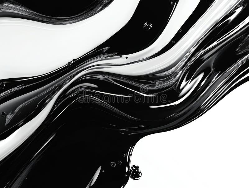 Abstract Black and White Liquid Swirls with Bubbles Stock Illustration ...