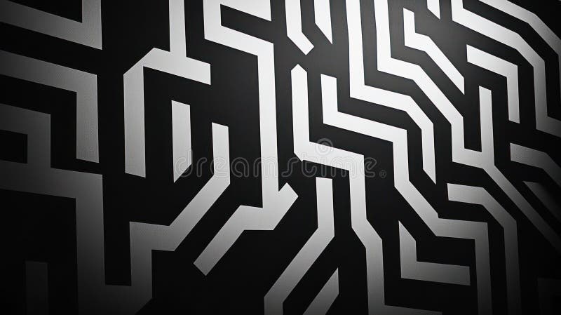 Abstract Black and White Maze Pattern Stock Illustration - Illustration ...