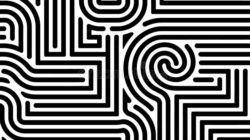 Abstract Black and White Maze Pattern - a Geometric Line Art Stock ...
