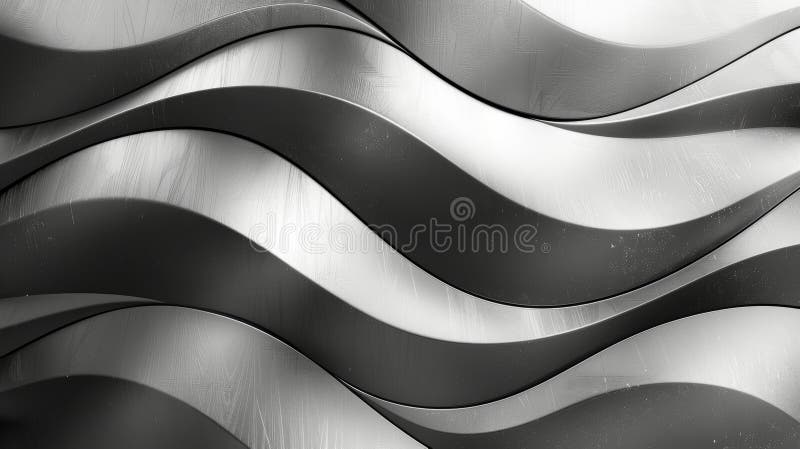 Abstract Black and White Metal Waves Creating a Dynamic Visual Effect ...