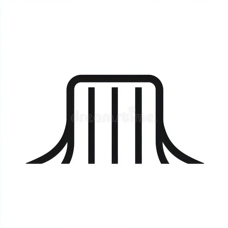 Abstract Black and White Minimalist Waterfall Illustration Stock ...