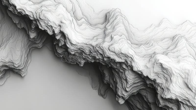 Abstract Black and White Mountain Range Layers with Intricate Line ...