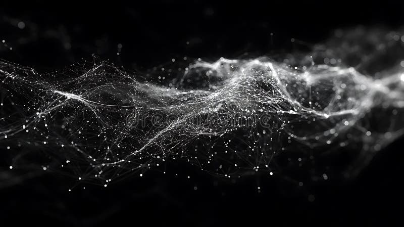 Blockchain Network Abstract Connected Dots Black Background Stock ...