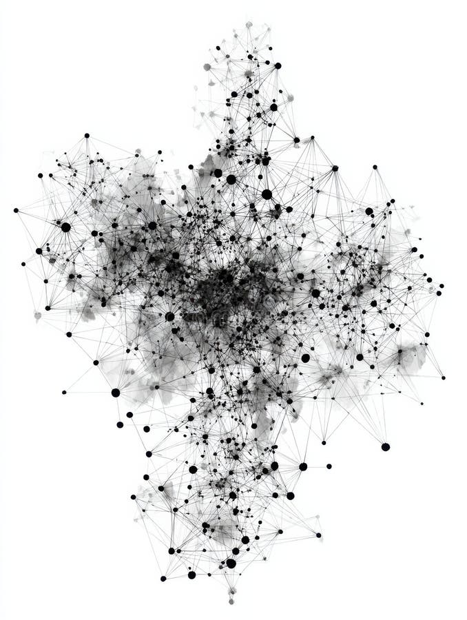 Abstract Network Concept Illustration Interconnected Nodes Lines Black Stock Photos - Free ...