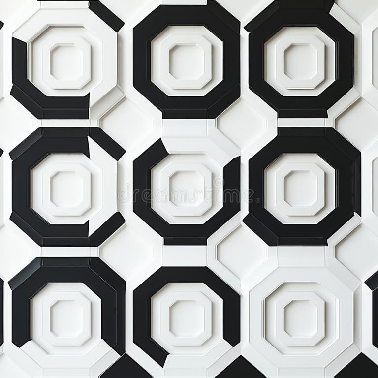 Abstract Black and White Octagon Geometric Pattern Wall Texture ...