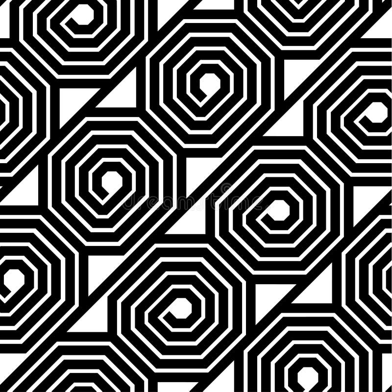 Abstract Black and White Octagon Spiral Vector Seamless Pattern Stock ...