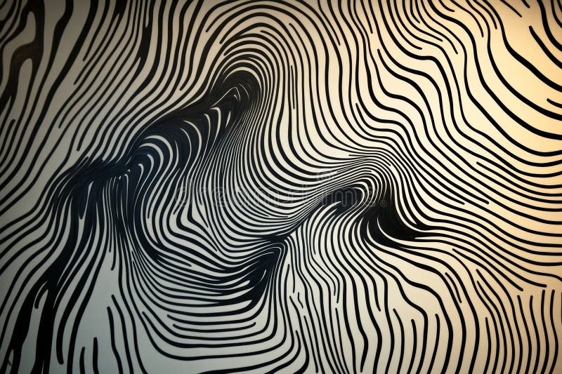 Abstract Black and White Optical Illusion Pattern with Wavy Lines Stock ...