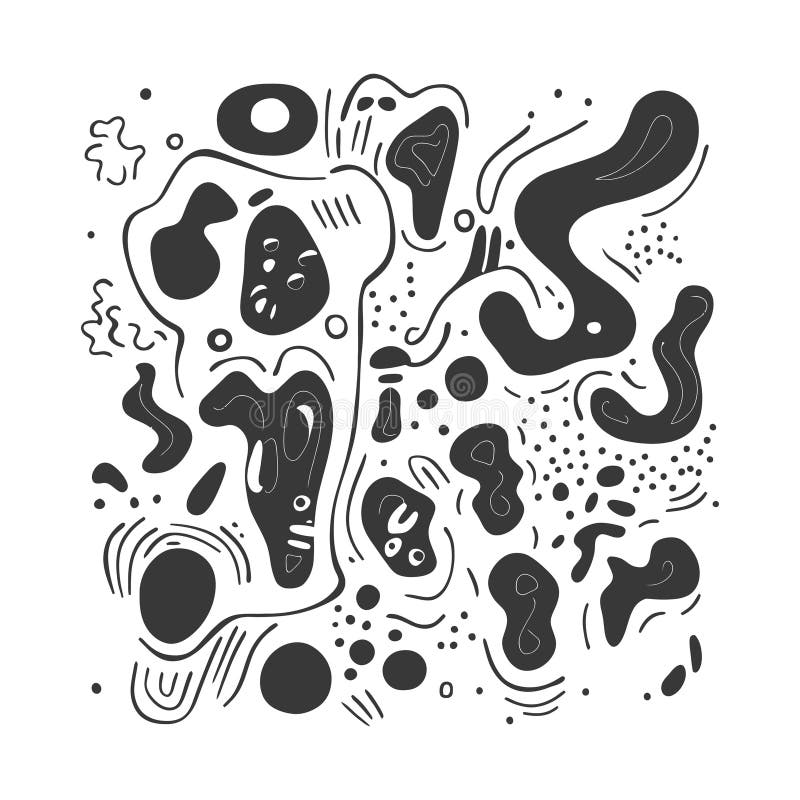 Abstract Black and White Organic Shapes Composition: Modern Art Print ...