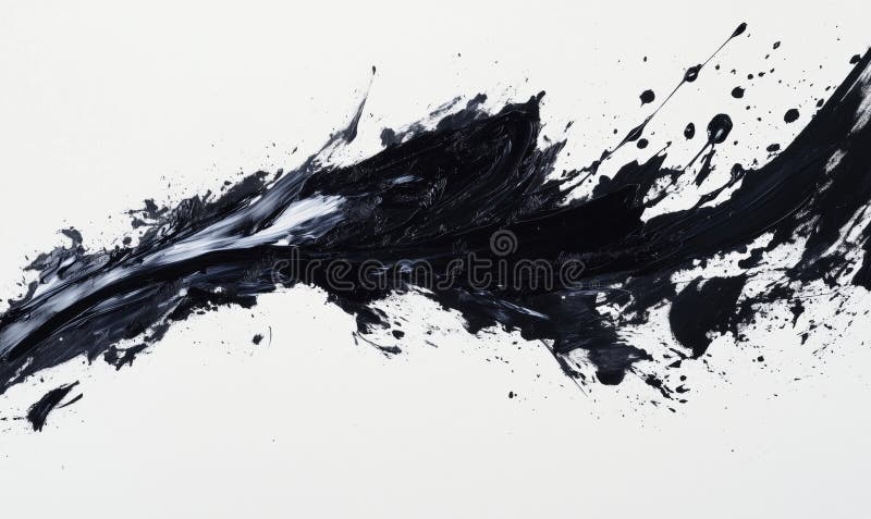 Abstract Black and White Paint Splash with Dynamic Brush Strokes and ...