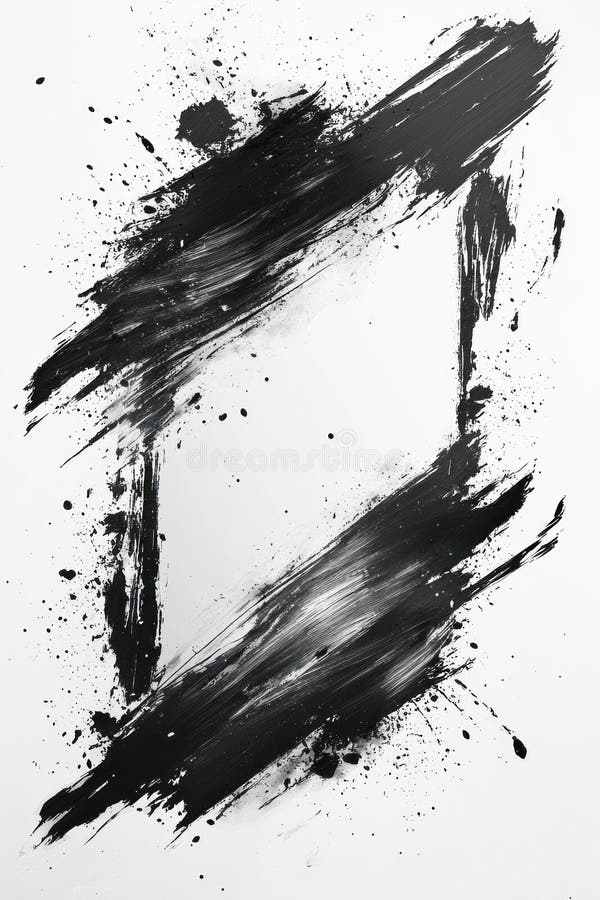 Abstract Black and White Paint Splatter Frame with Dynamic Brush ...
