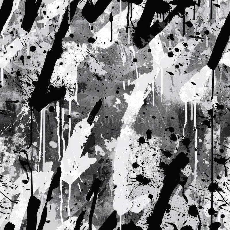 Abstract Black White Paint Splatters Seamless Pattern Stock Photos ...