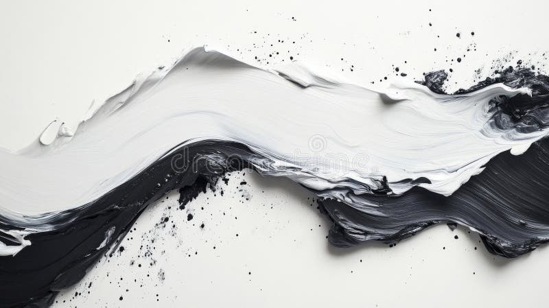 Abstract Black and White Paint Swirl Artwork Stock Illustration ...