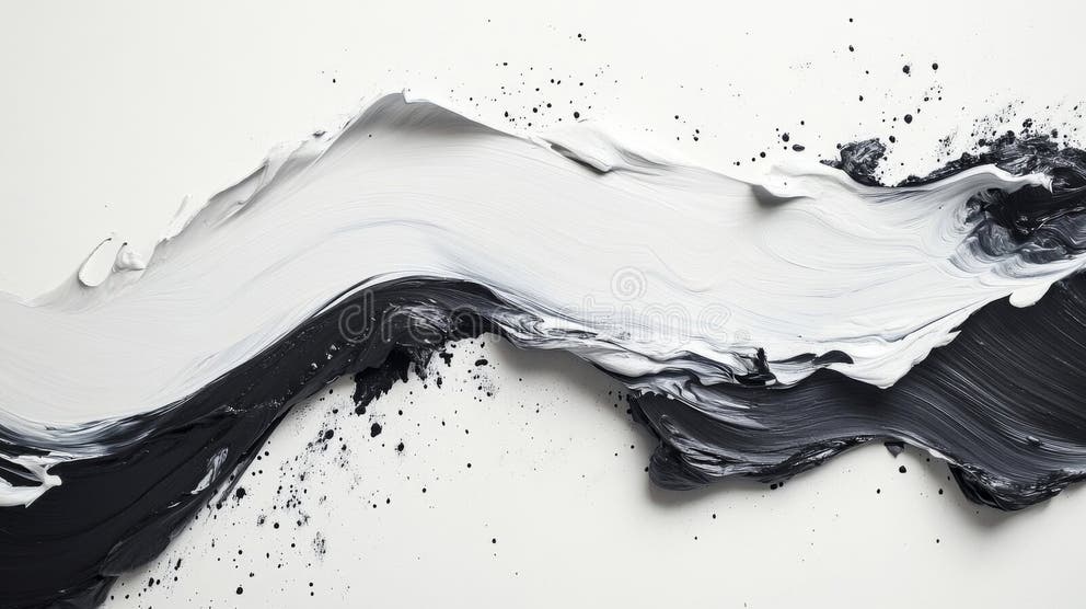 Abstract Black and White Paint Swirl Artwork Stock Illustration ...