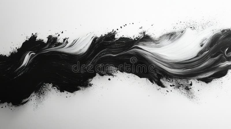 Abstract Black and White Paint Swirl on Canvas Stock Image - Image of ...