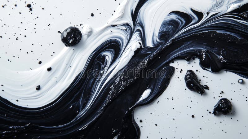 Abstract Black and White Paint Swirl Design Stock Illustration ...