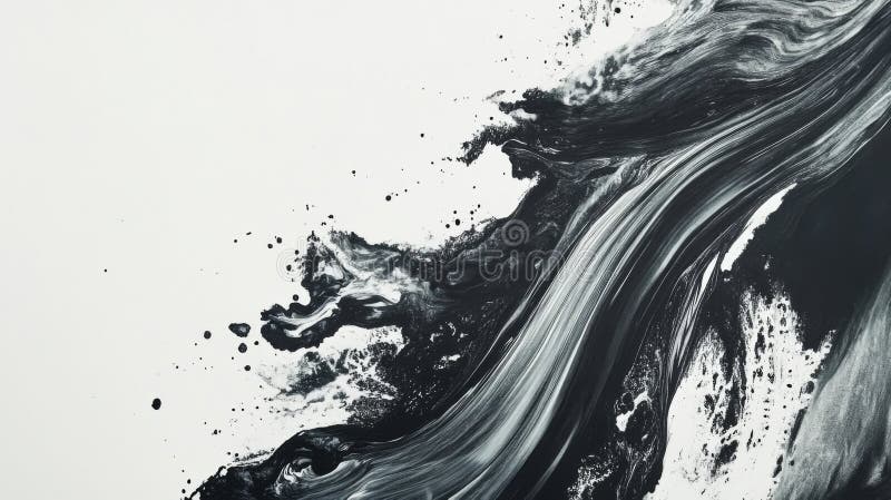 Abstract Black and White Paint Swirl Design Stock Illustration ...