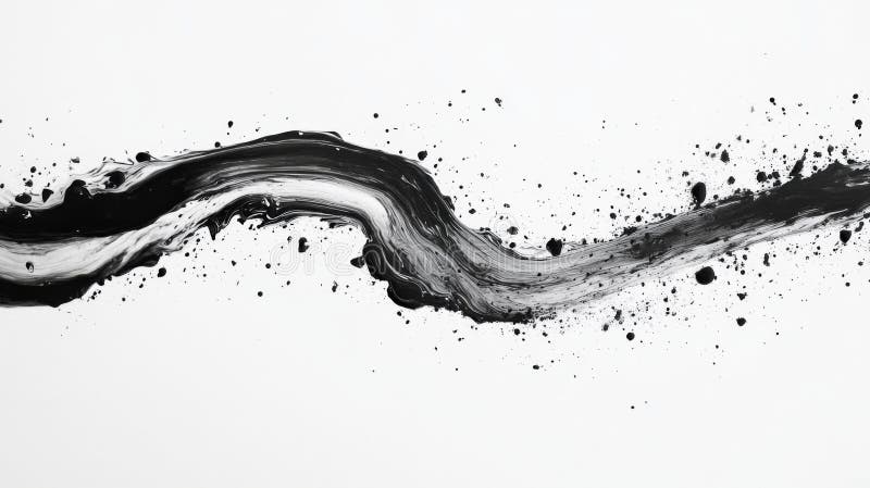 Abstract Black and White Paint Swirl Design Stock Illustration ...