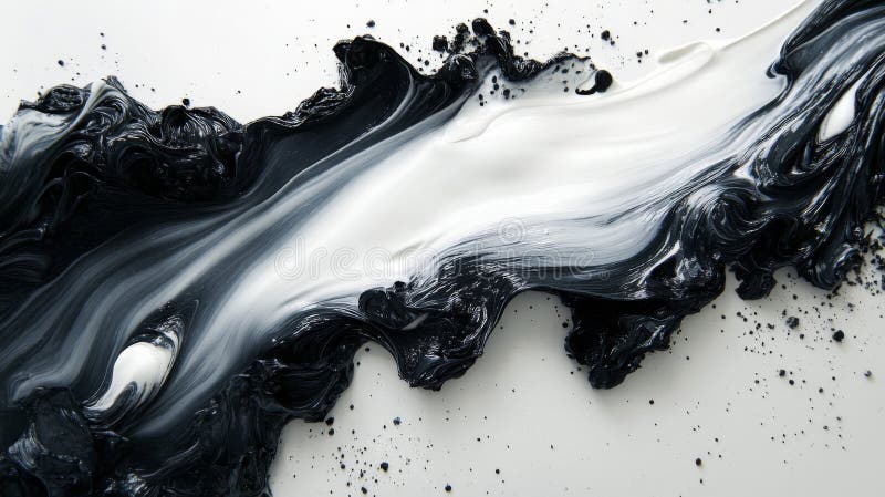 Abstract Black and White Paint Swirl Design Stock Illustration ...