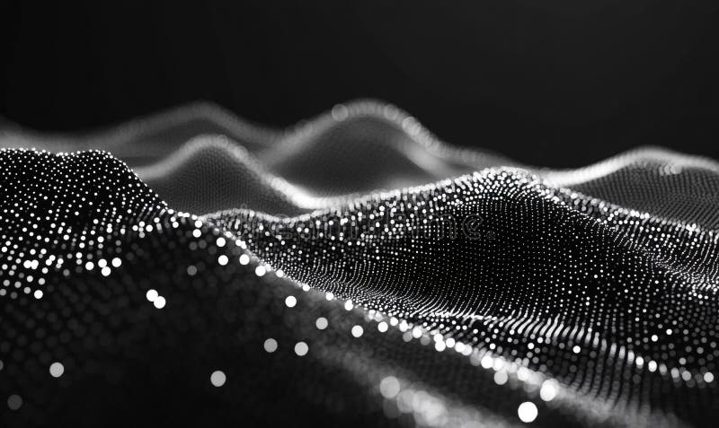 Abstract Black and White Particle Wave Background Stock Illustration - Illustration of design ...