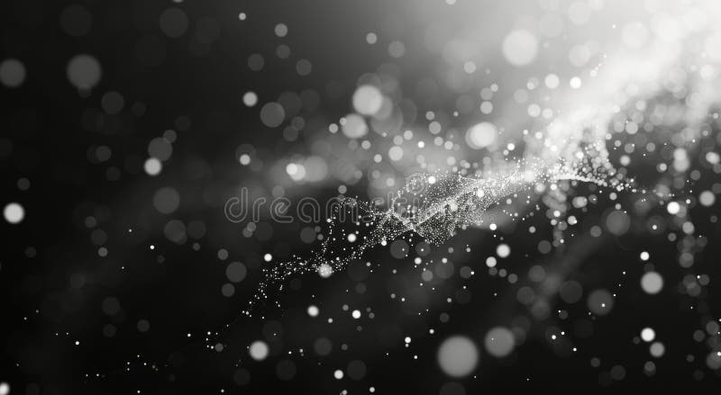 Abstract Black and White Particles Floating in a Glowing Stream of ...