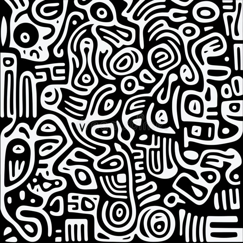 Abstract Black and White Pattern with Distorted Human Figures Stock ...