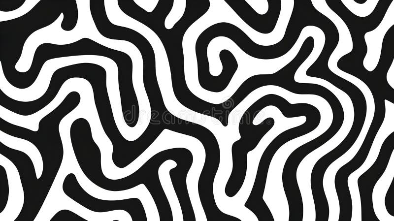 Abstract Black and White Pattern with Organic Flowing Lines, Creating a ...