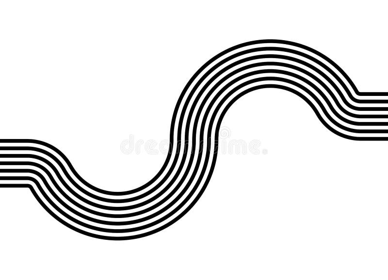 Abstract Black and White Pattern of Parallel Curved Lines in Retro ...