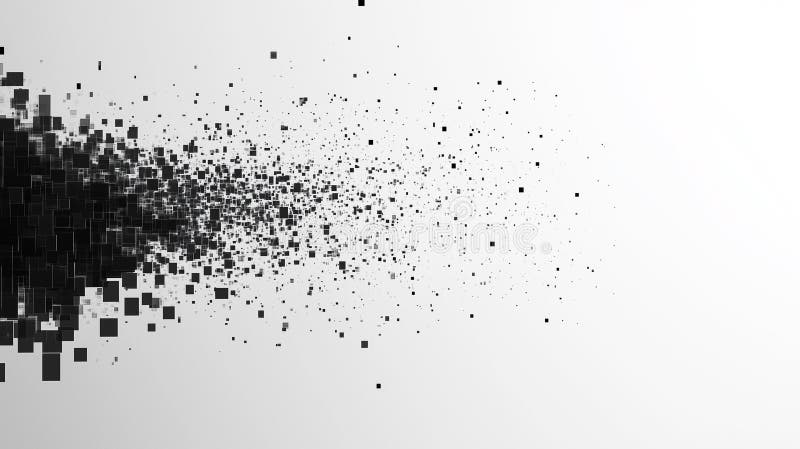 Abstract Black and White Pixel Dispersal Image Transitioning from Dense ...
