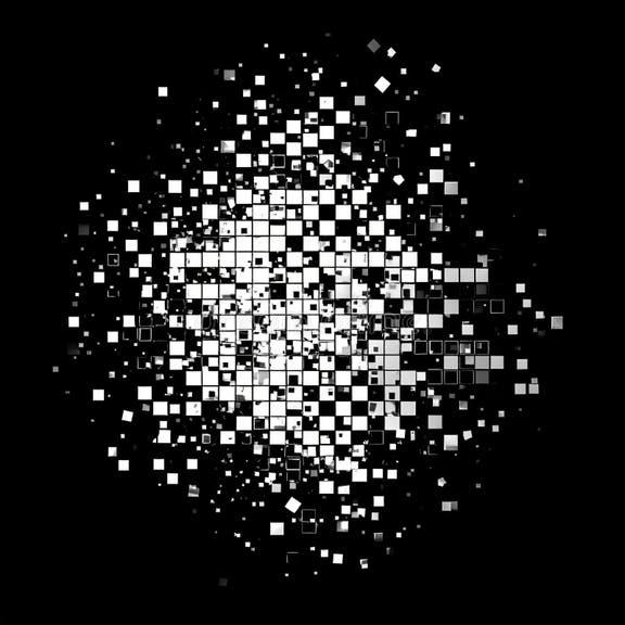Abstract Black and White Pixelated Square Explosion Stock Illustration ...