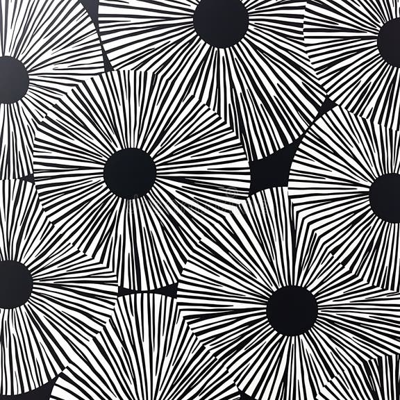Abstract Black and White Radial Design Stylish Geometric Pattern for ...