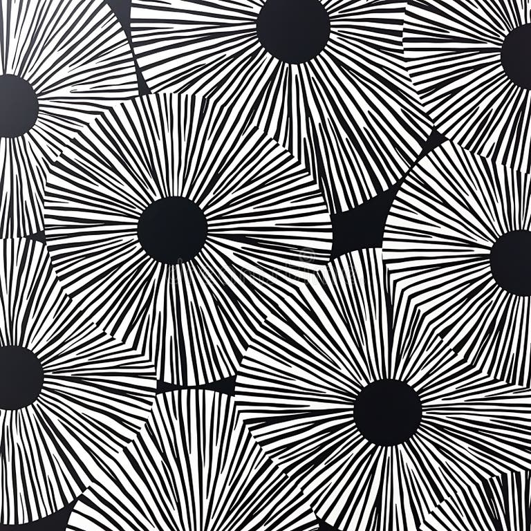 Abstract Black and White Radial Design Stylish Geometric Pattern for ...